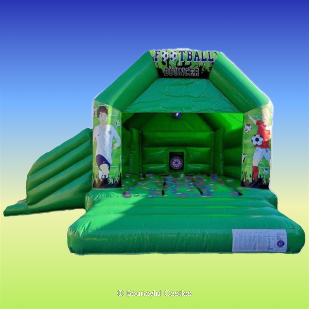 Rent Football Bouncy Castle With Slide.